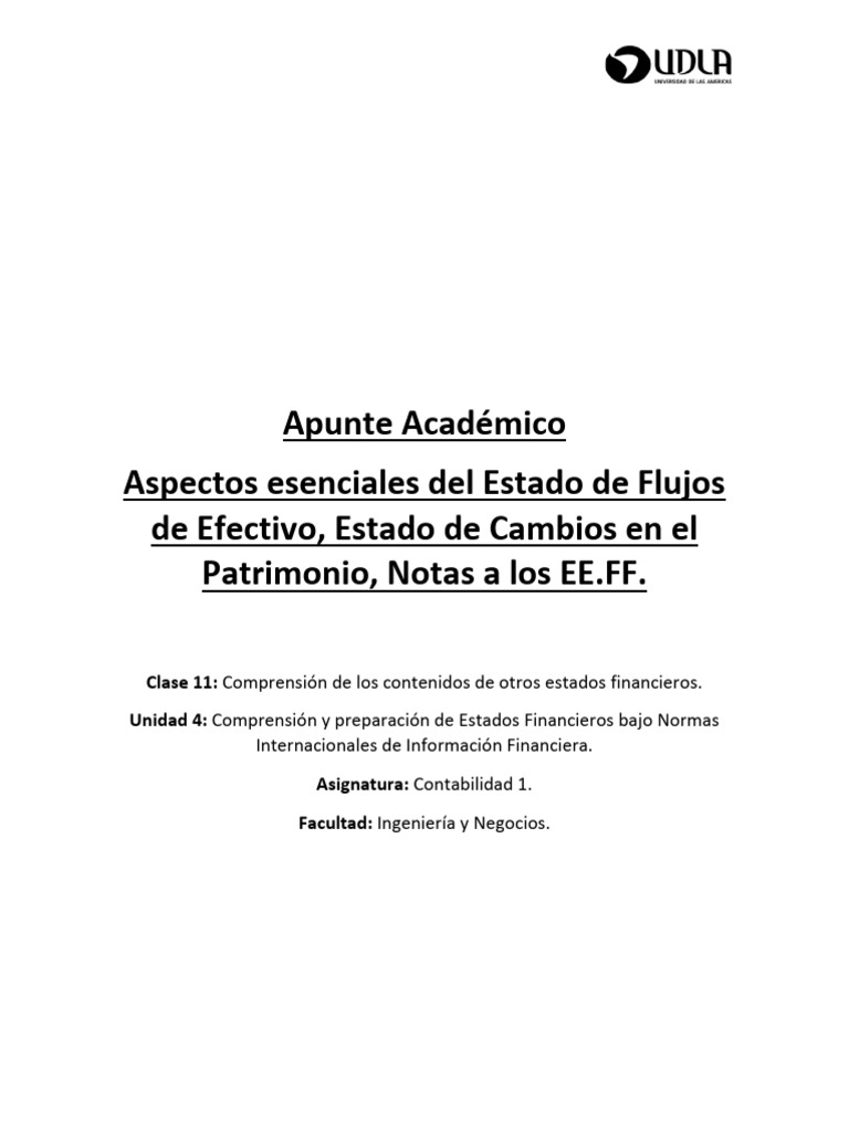 12 - AUD1Clase 11 Aspectos Esenciales Estado Flujos Efectivo Estado Cambios Patriminio Notas ...