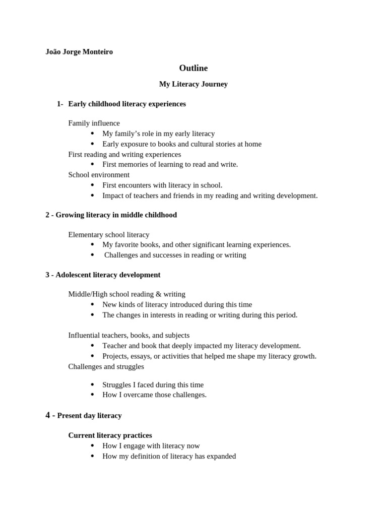 My Literacy Journey: From Childhood to Now | PDF