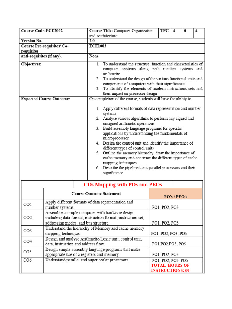 ECE2002-Computer Organization and Architecture | PDF | Central Processing Unit | Computer ...