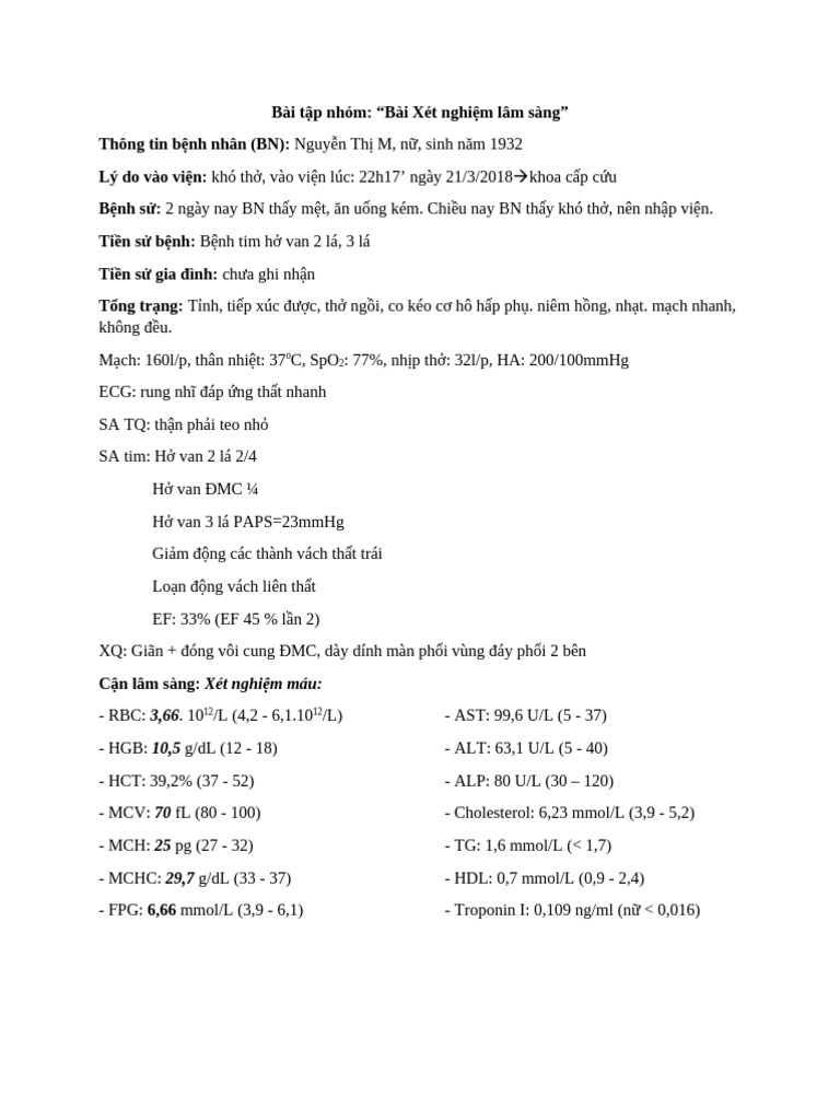 (6-7-8) Bài tập 3A bài Xét nghiệm lâm sàng | PDF