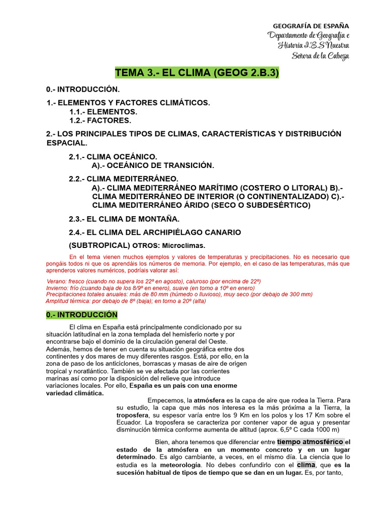 Tema 3. - El Clima | PDF | Clima | Herida