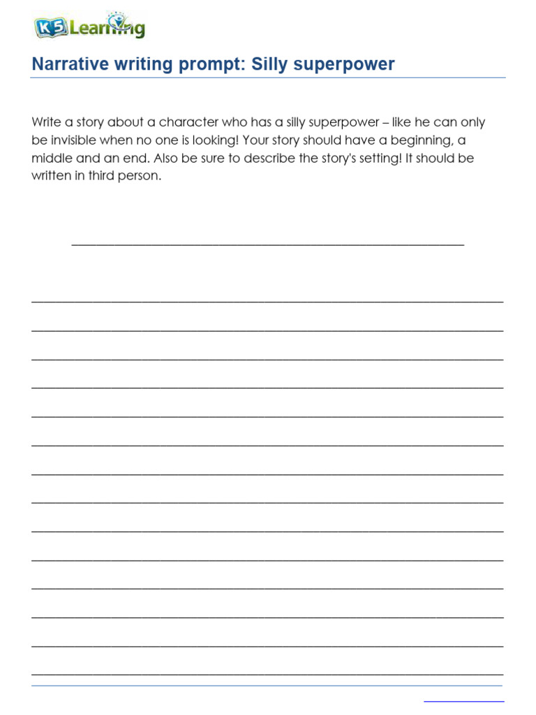 Grade 4 Silly Superpower Writing Prompt | PDF