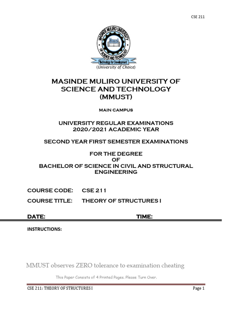 CSE 211_THEORY_OF STRUCTURES I | PDF