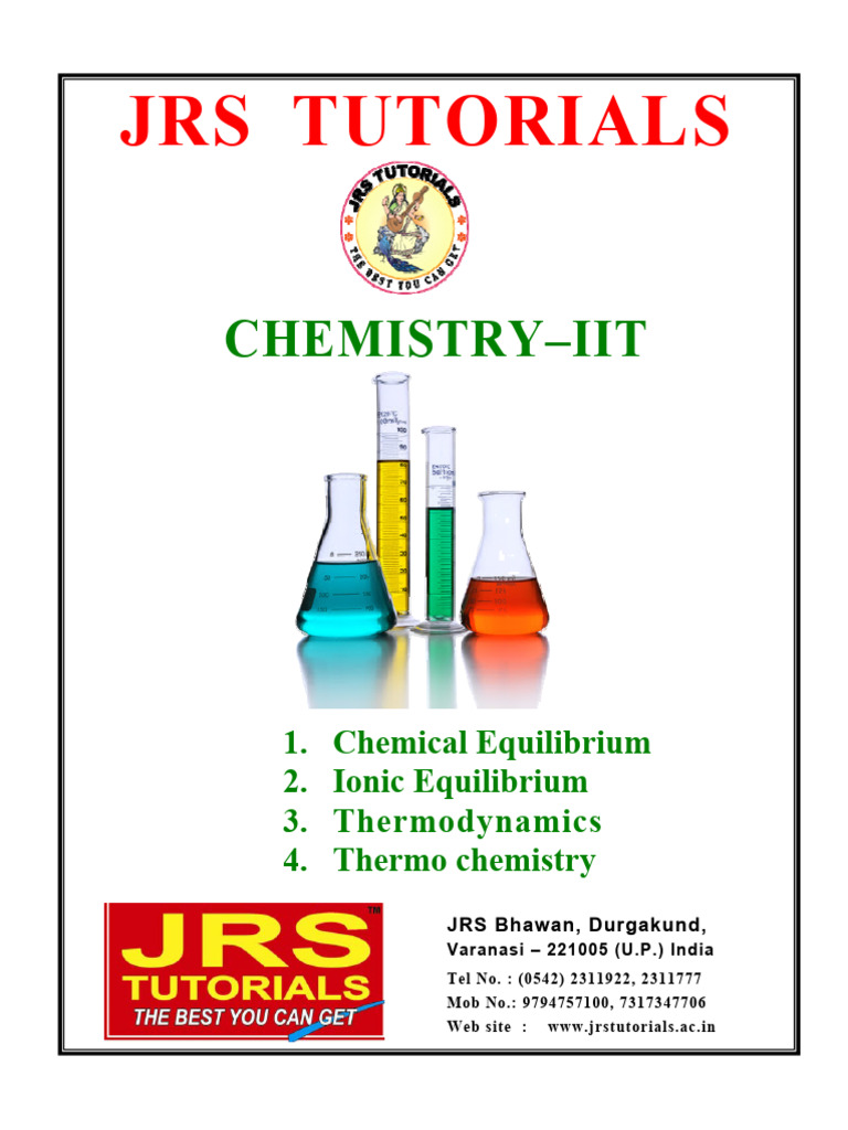 JRS Tutorials: Chemistry-Iit | PDF | Chemical Equilibrium | Solubility