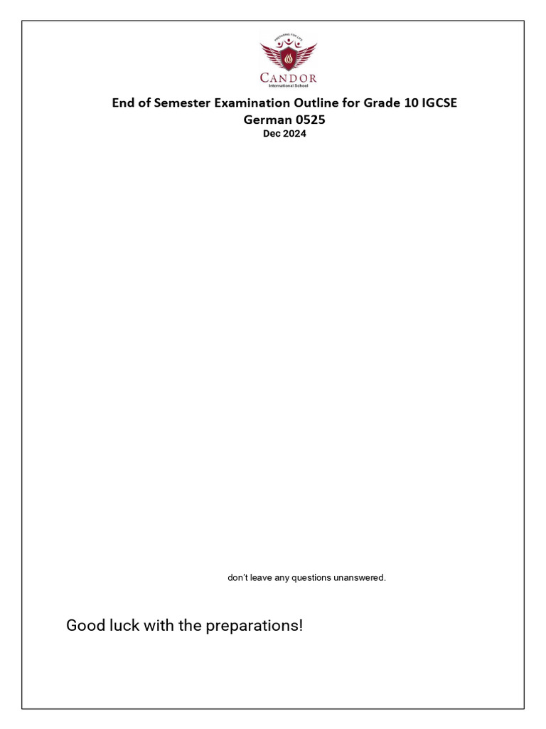Subjectrepositorygerman 10 IGCSE EOS Exam Outline Template Dec 2024 ...