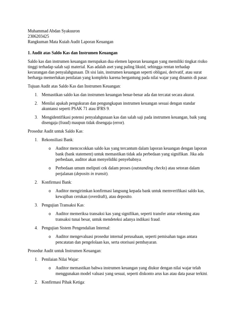 Muhammad Abdan Syakuuron 2306023425 Audit Laporan Keuangan | PDF