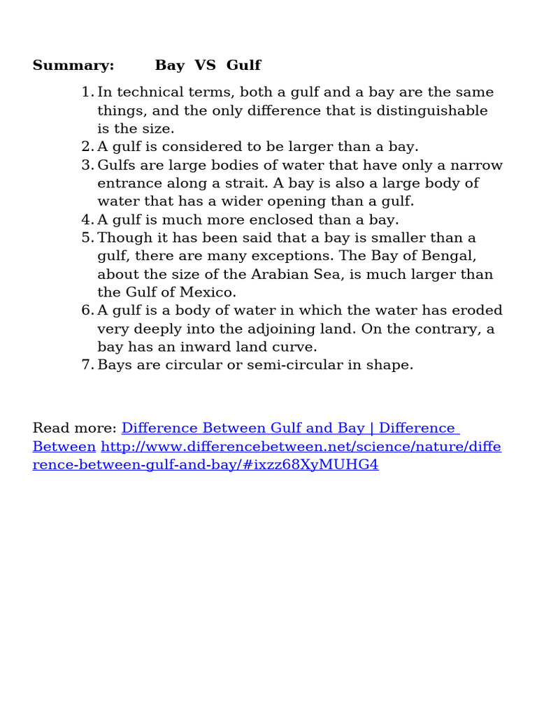 Bay vs Gulf: Key Differences | PDF