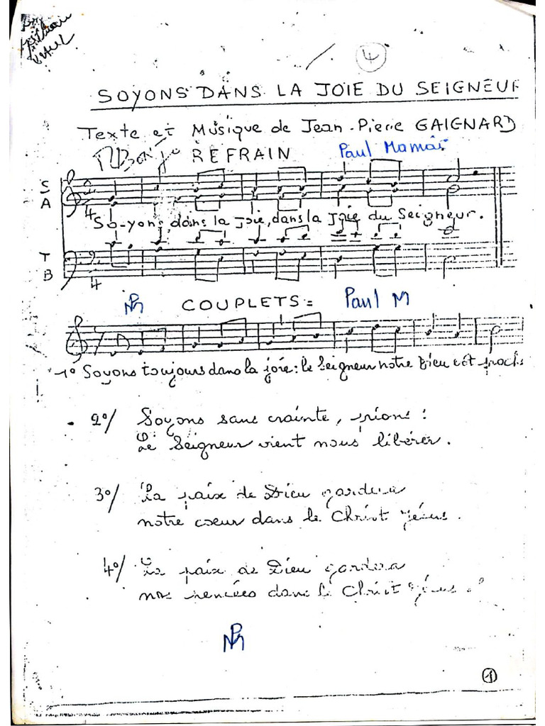 Soyons Dans La Joie Du Seigneur (J.p.gaignard) | PDF