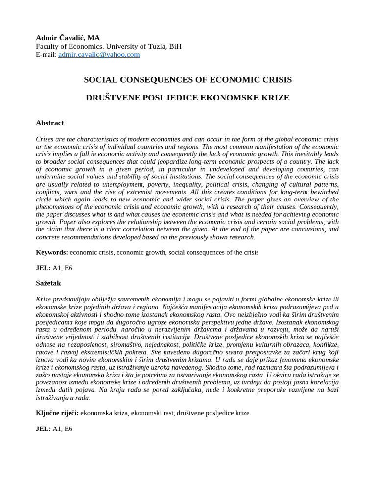 Cavalic2_SREDJENO1 | PDF | Unemployment | Poverty