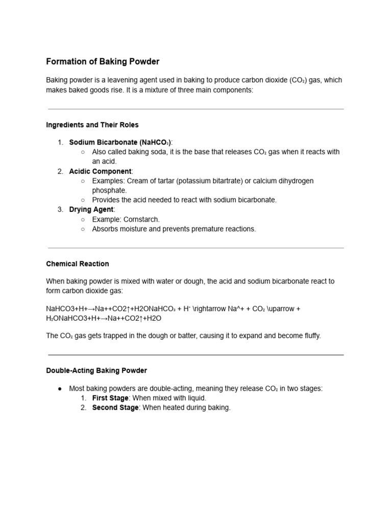 Baking Powder Formation | PDF