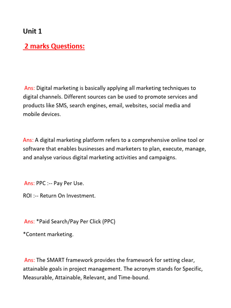 Unit 1 and 2 DM Solved | PDF | Digital Marketing | Search Engine Optimization
