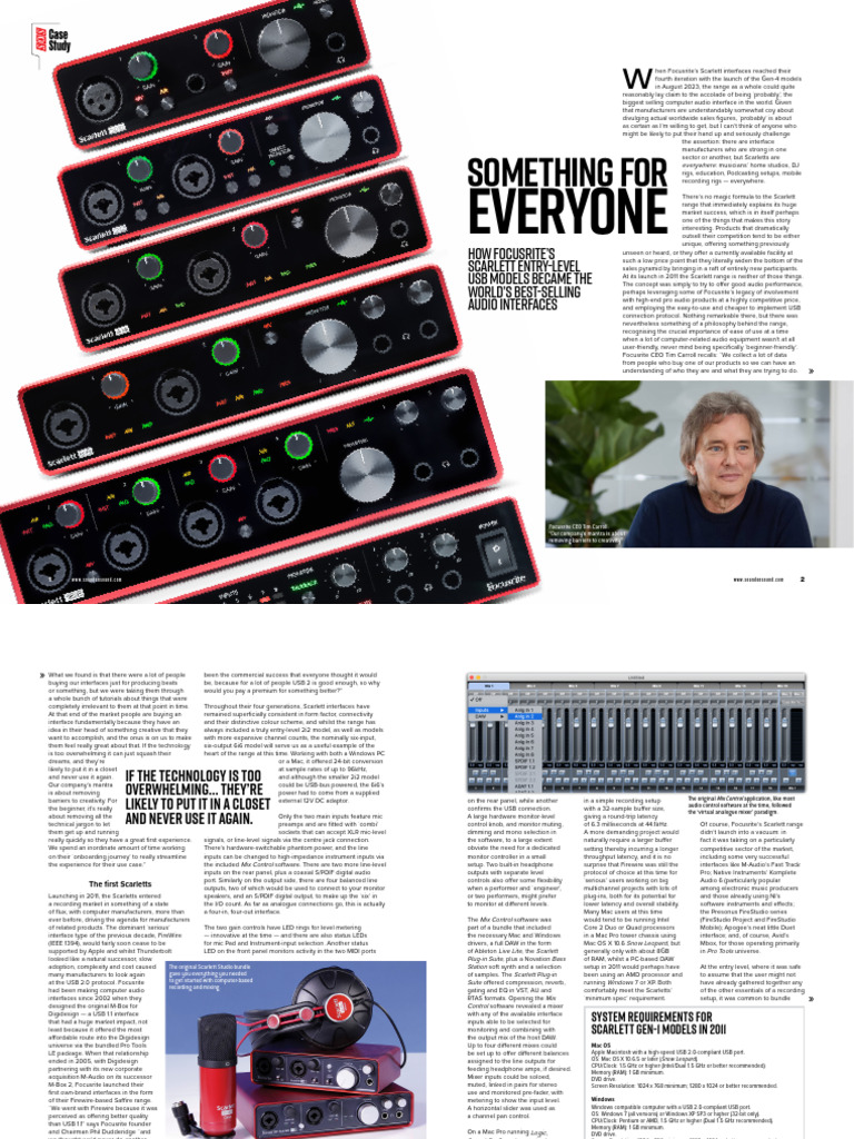Focusrite Scarlett SOS Case Study | PDF | Usb | Mac Os