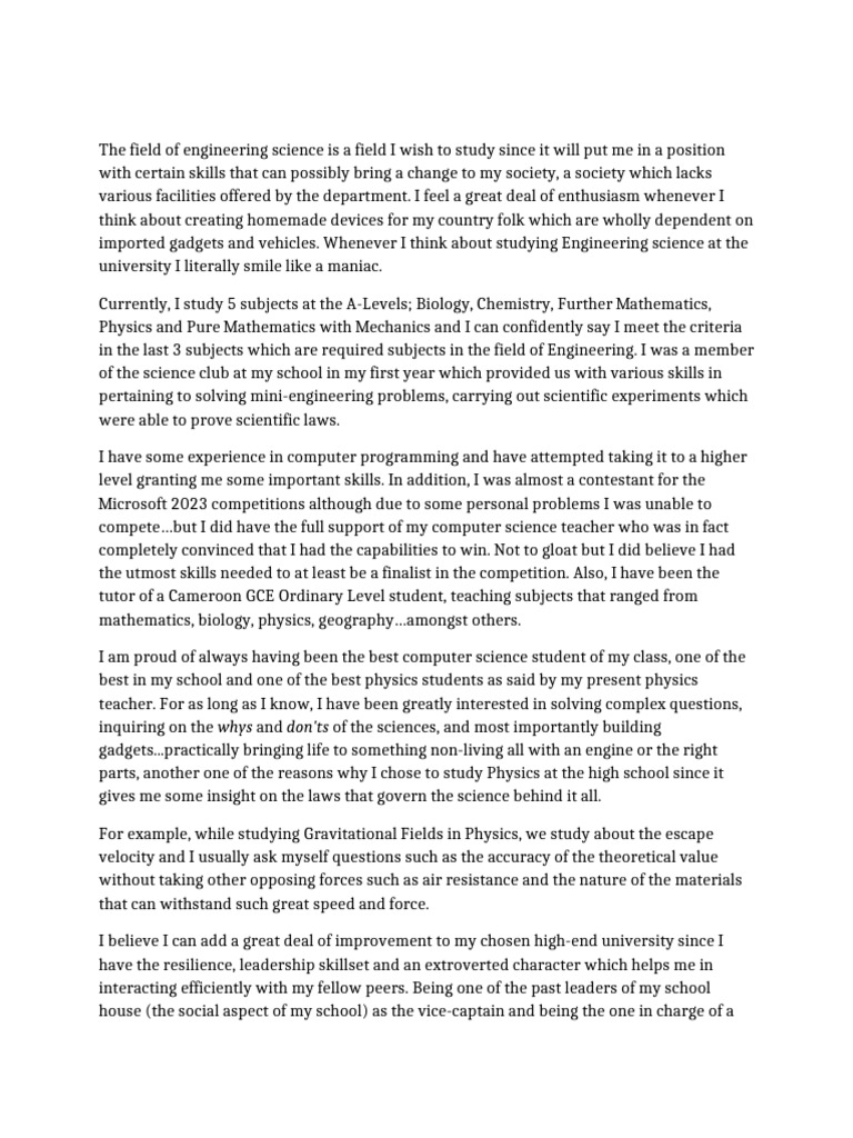 UCAS Personal Statement | PDF | Science | Physics