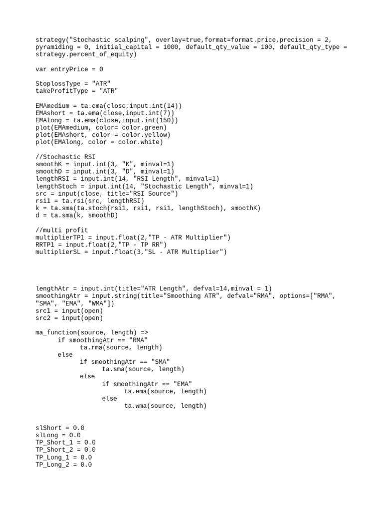 Stochastic Scalping Strategy Code | PDF