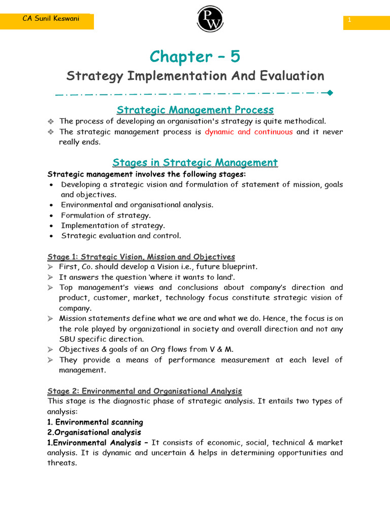 Chapter - 5 - Strategy Implementation and Evaluation | PDF | Strategic ...