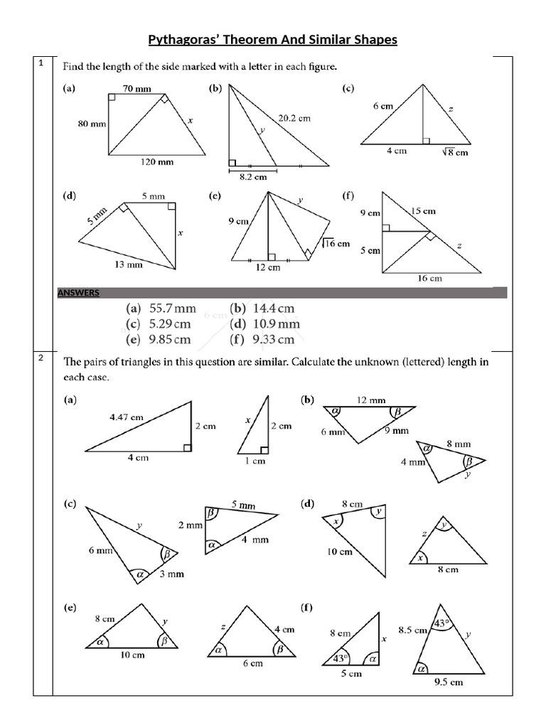 Pythagoras Theorem and Similarity | PDF