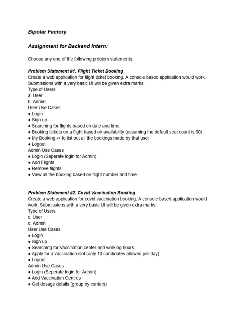 Assignment For Backend Intern - 2024 | PDF