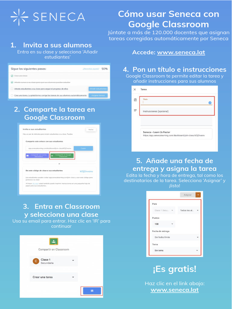 Cómo Usar Seneca Con Google Classroom | PDF