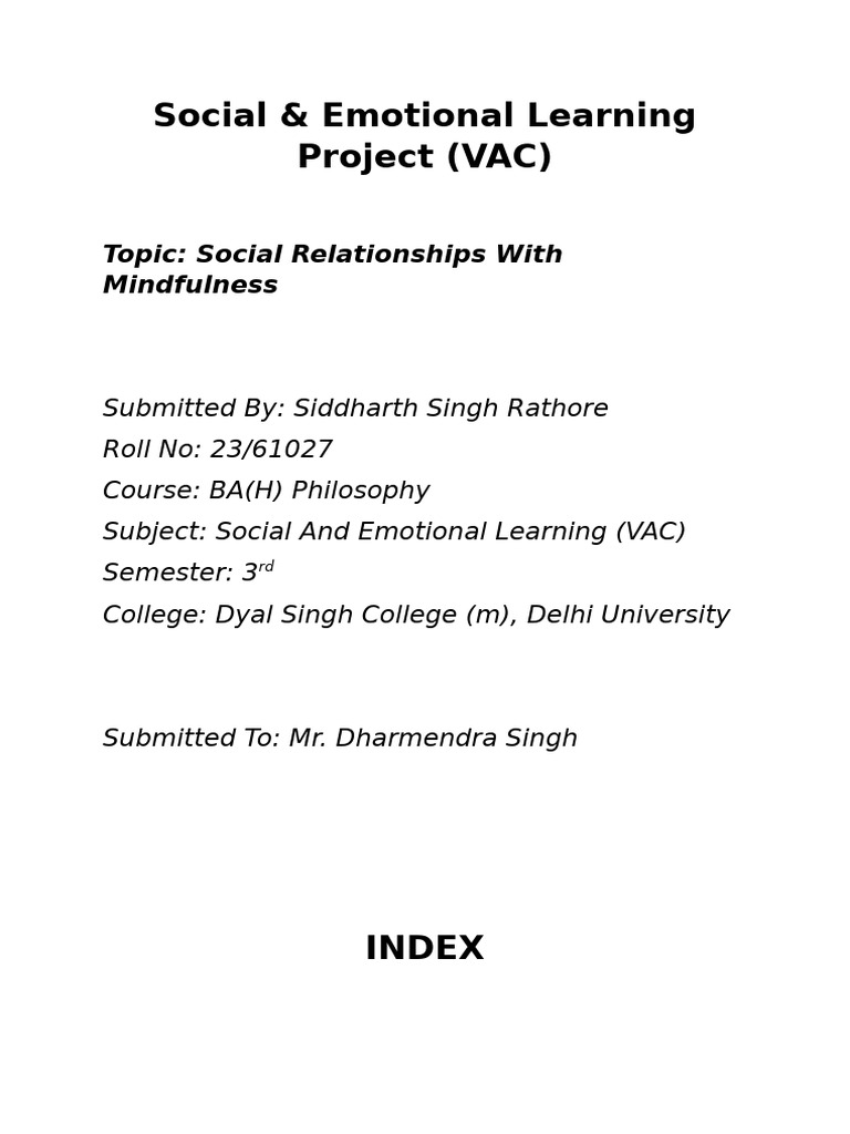 Social Relationships and Mindfulness in SEL | PDF | Mindfulness ...