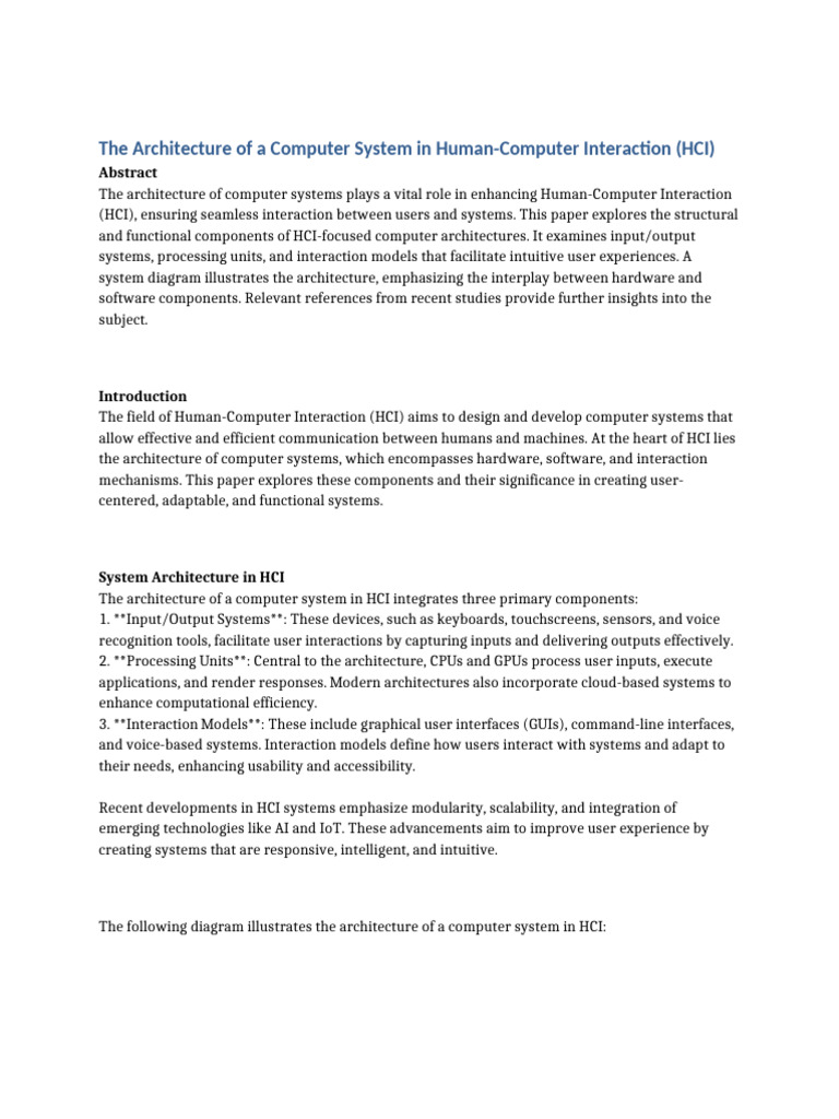 HCI Architecture Paper With Free Access References | PDF | Human–Computer Interaction | System