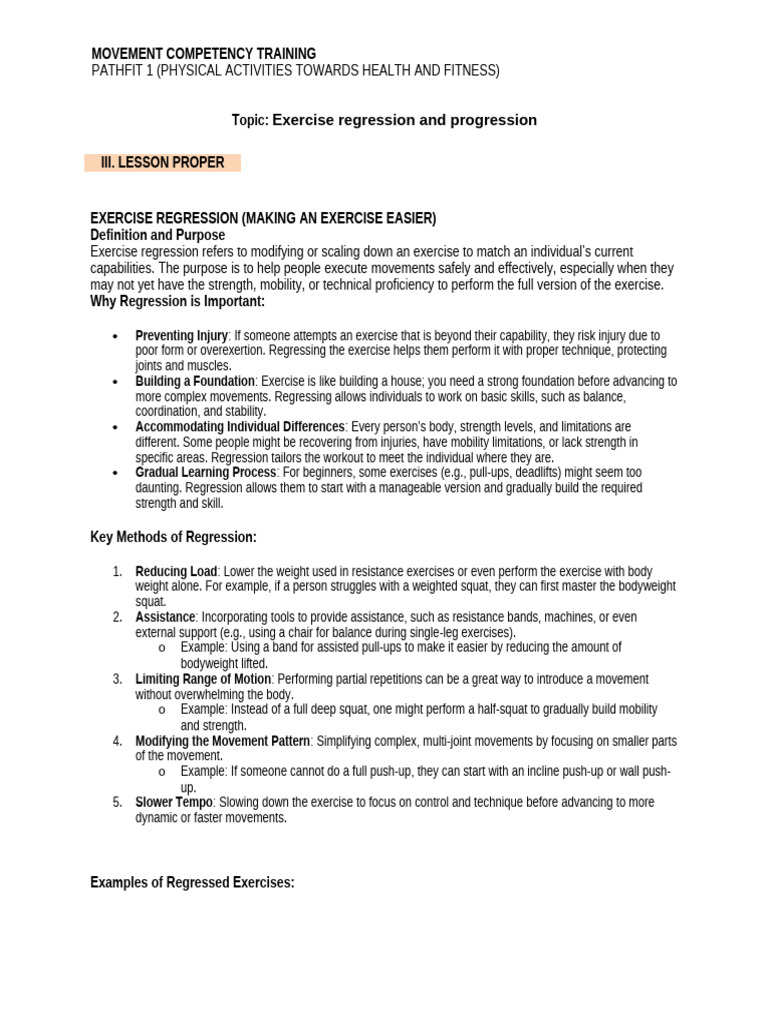 Understanding Exercise Regression Techniques | PDF | Strength Training ...
