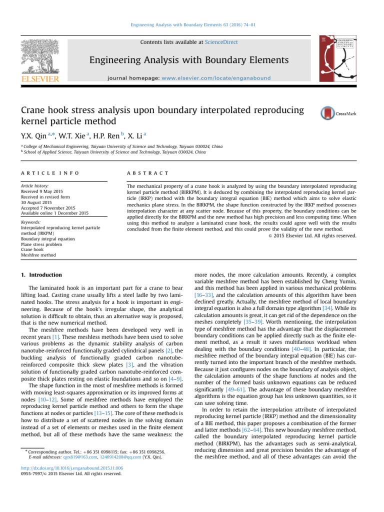 2 doc que li (Crane hook stress analysis upon boundary interpolated reproducing kernel particle ...