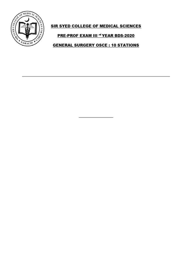 BDS General Surgery OSCE Exam Guide | PDF | Medical Specialties ...