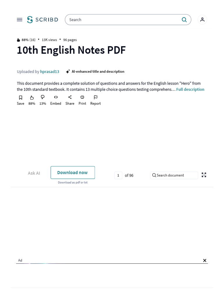 10th English Notes PDF _ PDF _ English Language _ Sentence (Linguistics ...