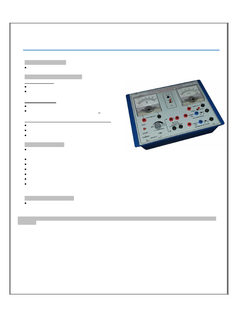 E-6001b PN Junction Diode Characteristics Trainer - Edm-80 | PDF