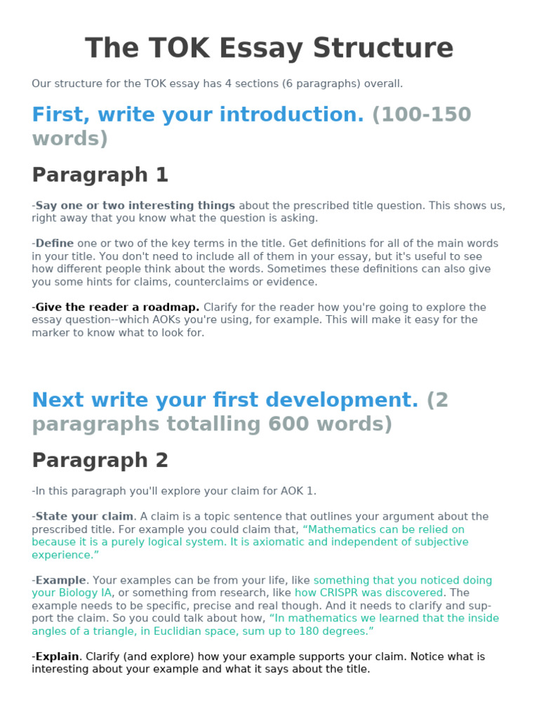 The TOK Essay Structure | PDF | Natural Sciences | Science