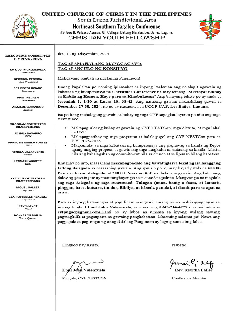 CC2024 - Letter For Local Church | PDF