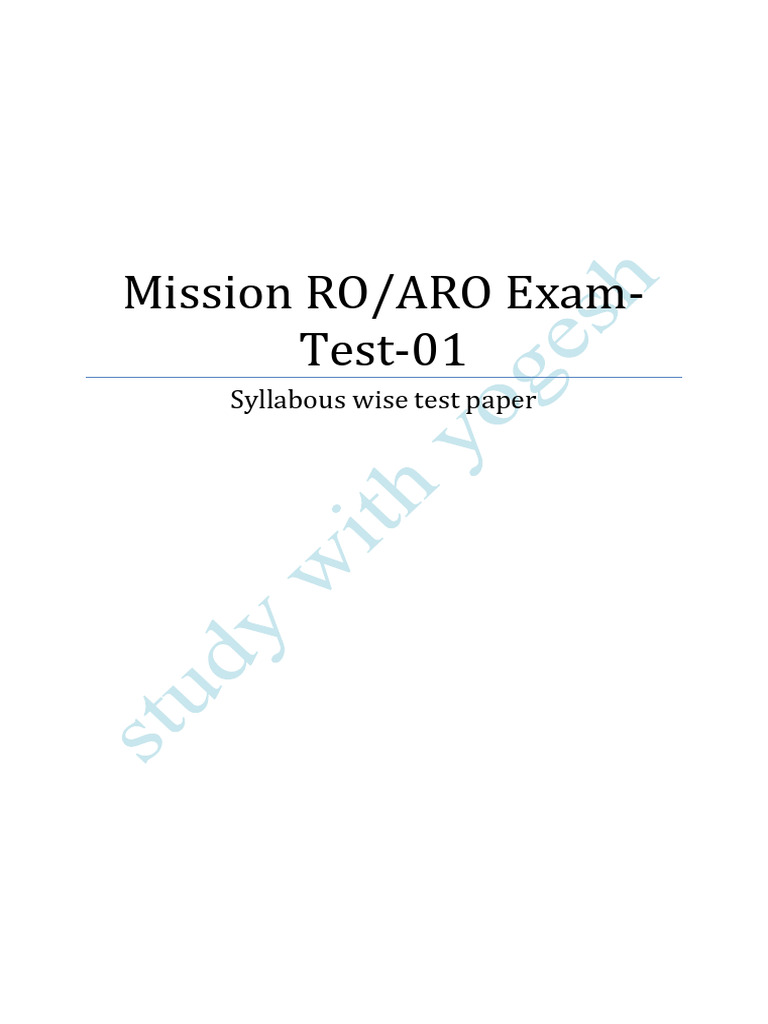 Test 01 For RO-ARO Exam | PDF
