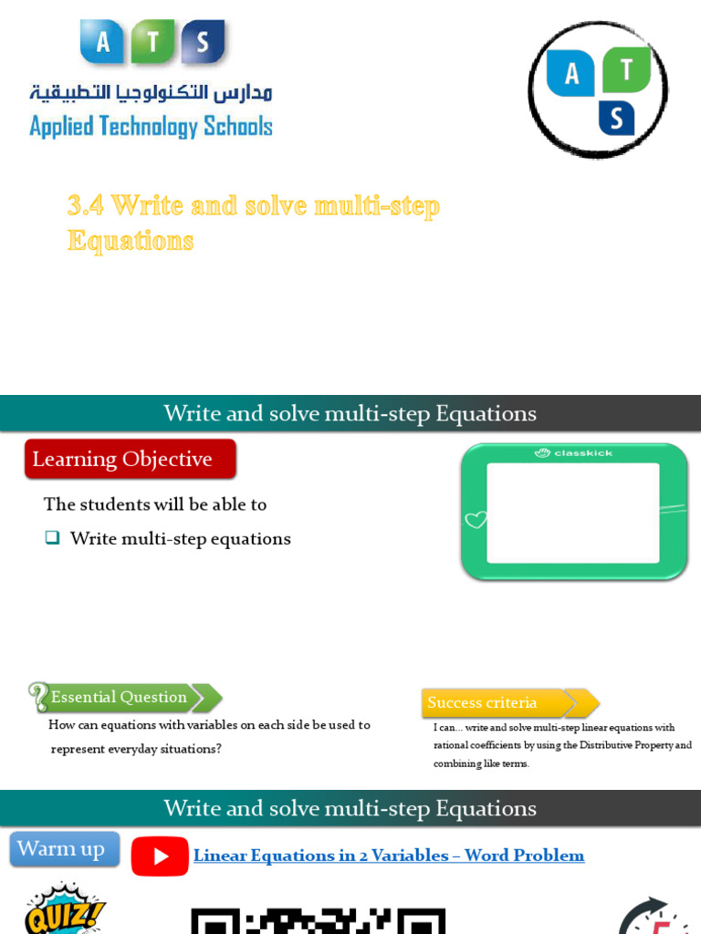 Solving Multi-Step Equations in Context | PDF