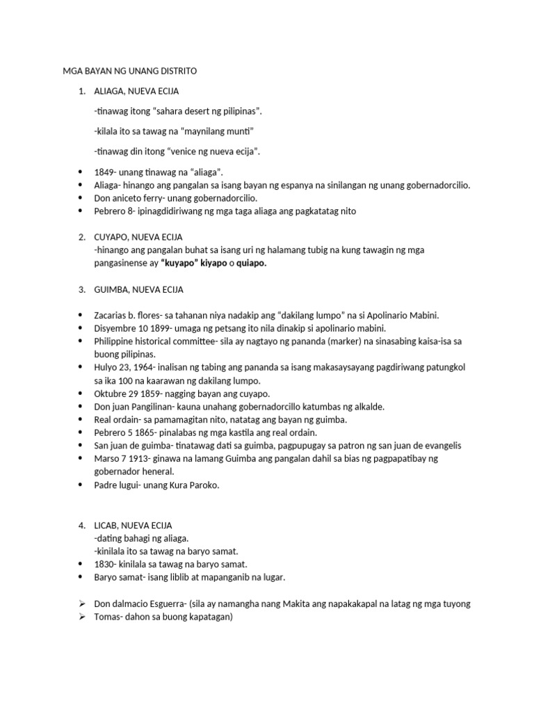 Mga Bayan NG Unang Distrito | PDF