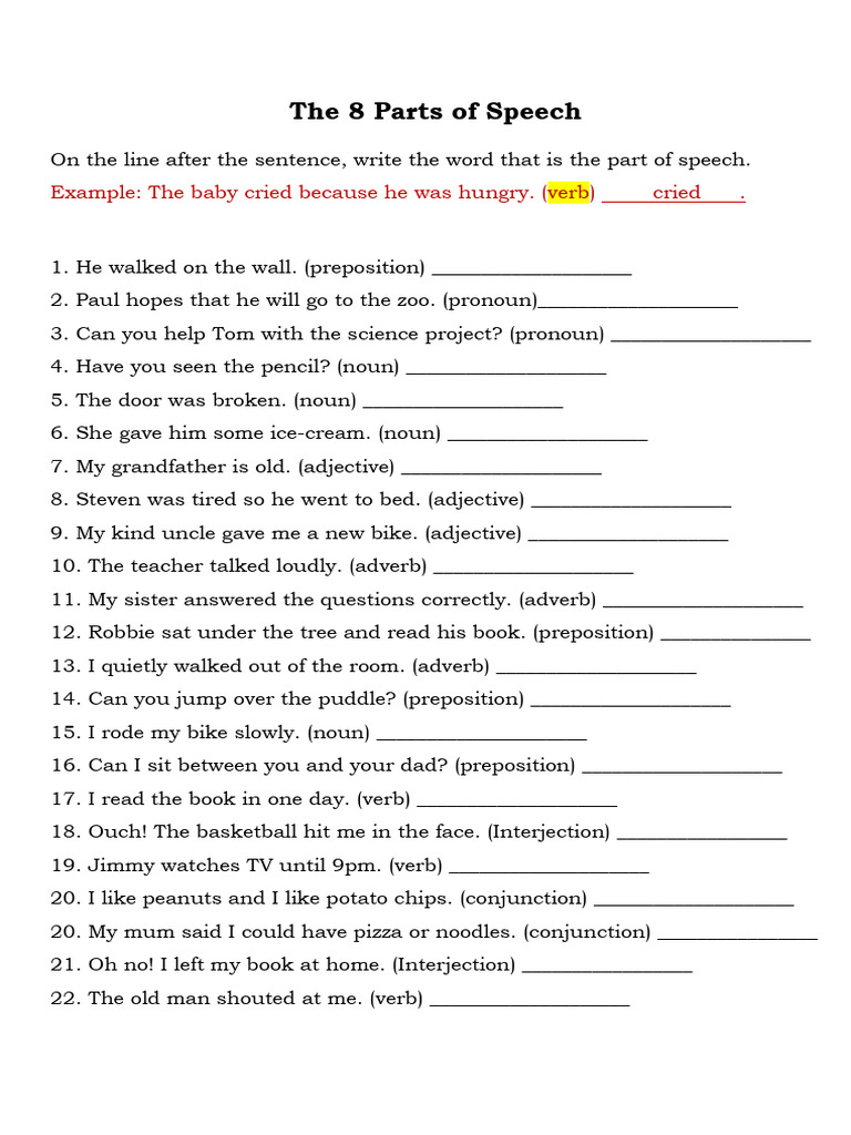 Understanding the 8 Parts of Speech | PDF