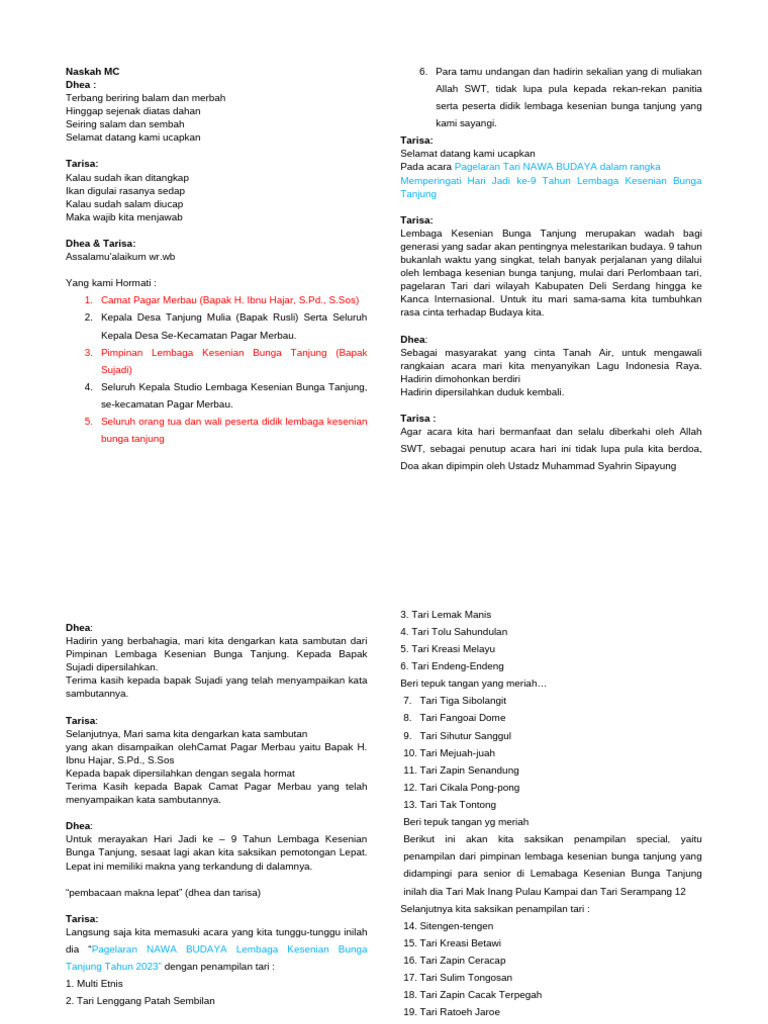 Naskah MC ULTAH LKBT | PDF