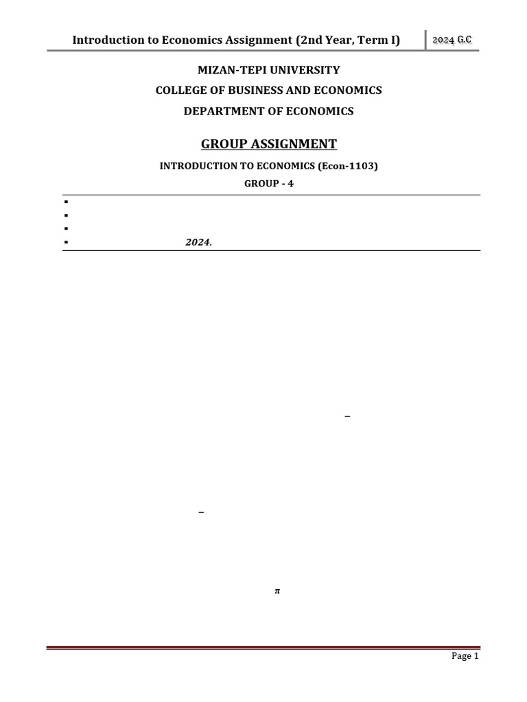 Econ - Assignment - G4 | PDF | Economics | Utility