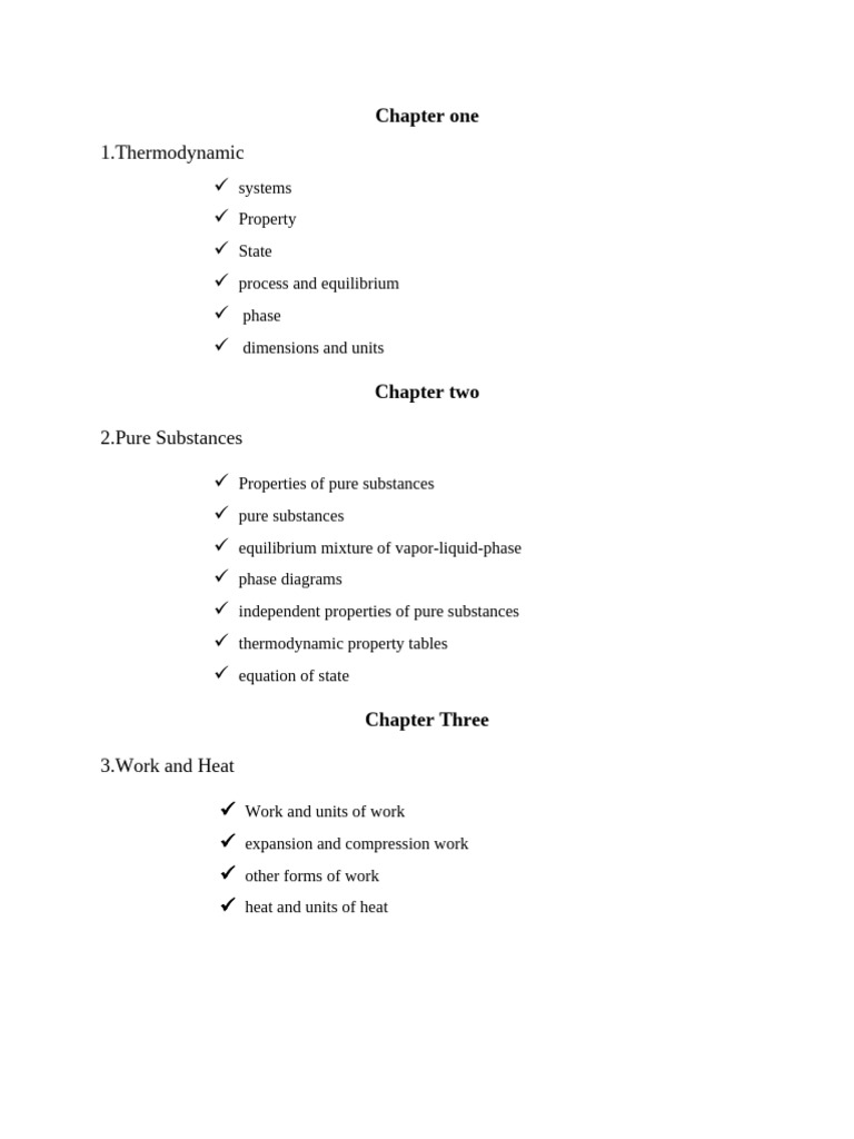 Thermo List of Chapter | PDF