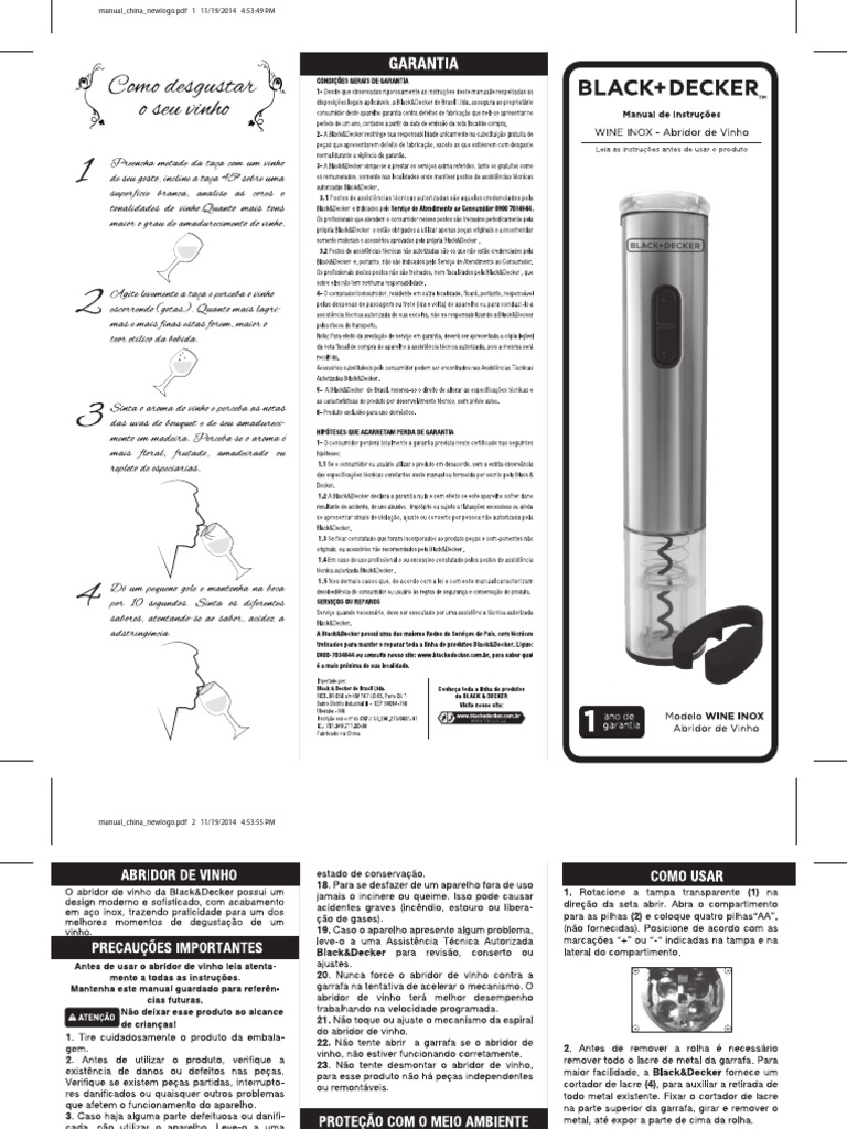 WINE INOX - Manual de Instruções | PDF