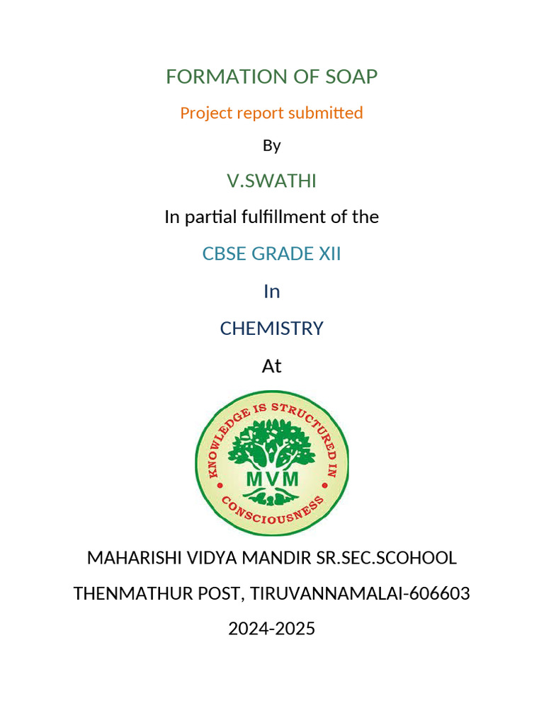 Formation of Soap: V.Swathi | PDF | Soap | Detergent