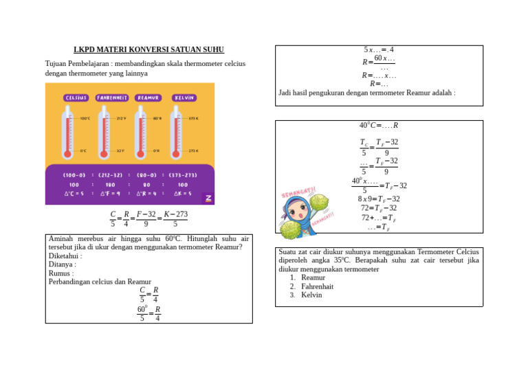 Lkpd Materi Konversi Satuan Suhu | PDF