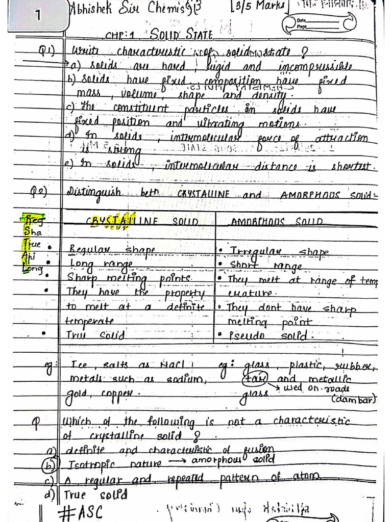 1-14 Lesson Notes of Chemistry From Asc | PDF