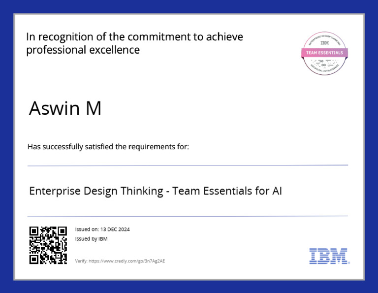 Enterprise Design Thinking Team Essentials For AI Badge20241213-28-6vn3ls | PDF