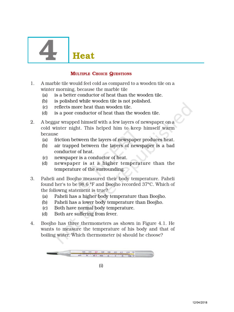 Class 7 Science 4 | PDF | Thermometer | Temperature