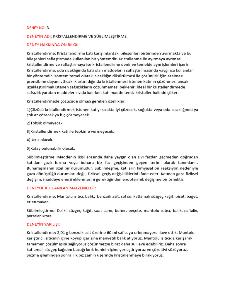 Ki̇mya Deney No 3 | PDF