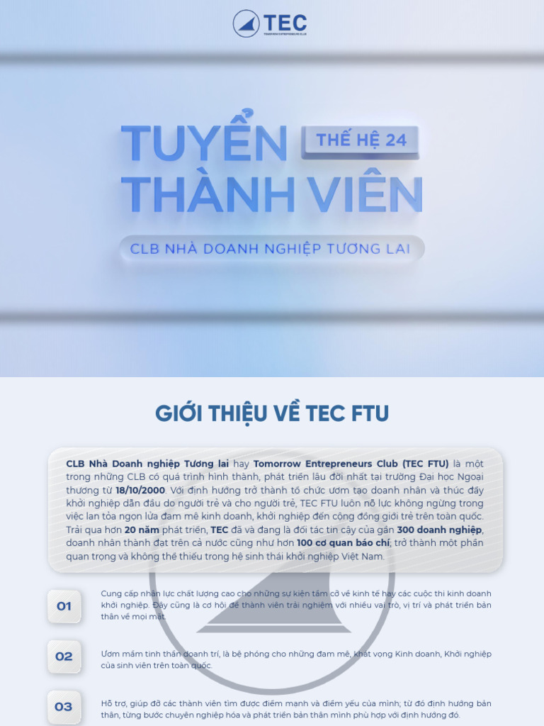 Tec Ftu - Booklet Tuyển Thành Viên G24 | PDF