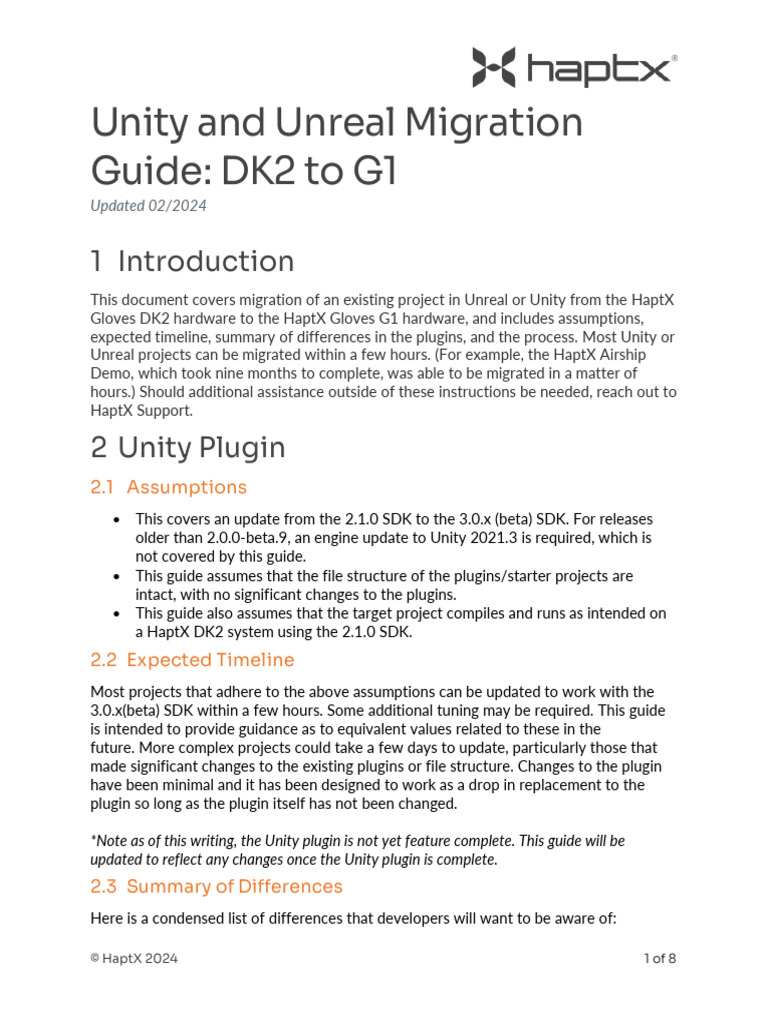 Unity and Unreal Migration Guide_DK2 to G1 | PDF | Computer File ...