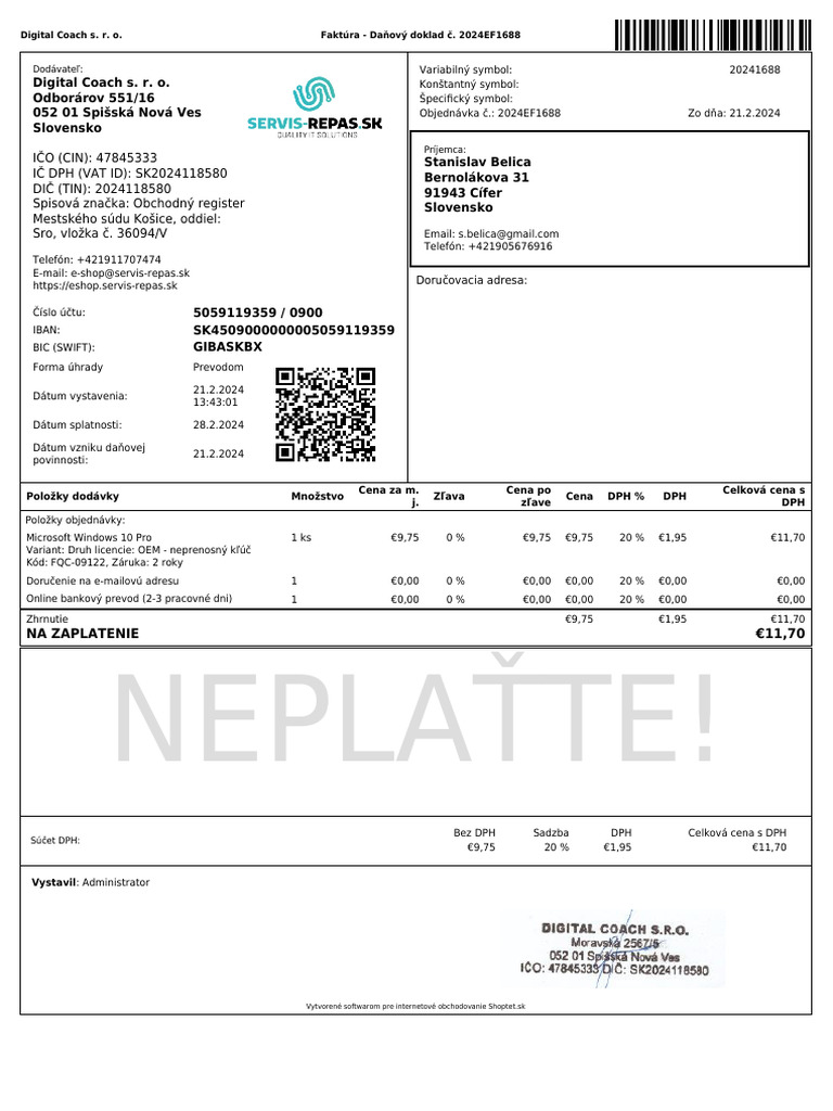 Invoice 2024ef1688 WIN10PRO | PDF