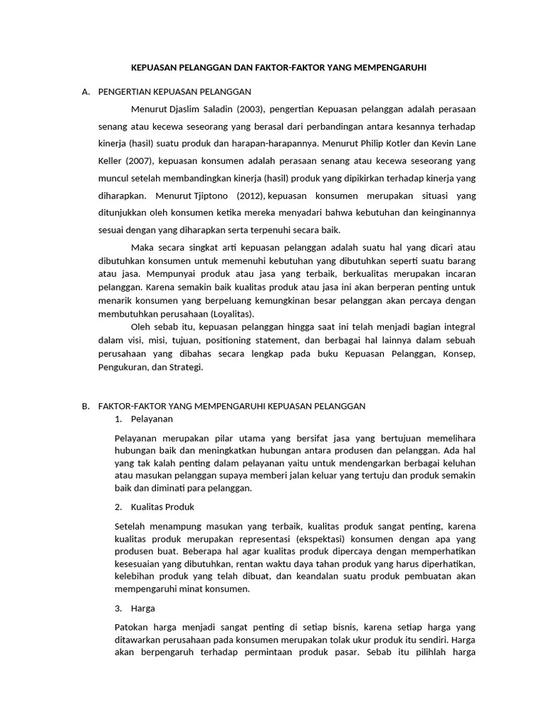 Kepuasan Pelanggan | PDF