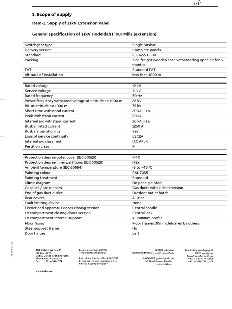 ABB Technical Specifications | PDF | Manufactured Goods | Electronics